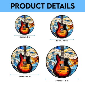 Faux Stained Glass Electric Guitar Suncatcher, Musical Instrument ...