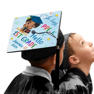 Personalized Black Kid Graduation Cap Topper, Kindergarten Nailed It ...