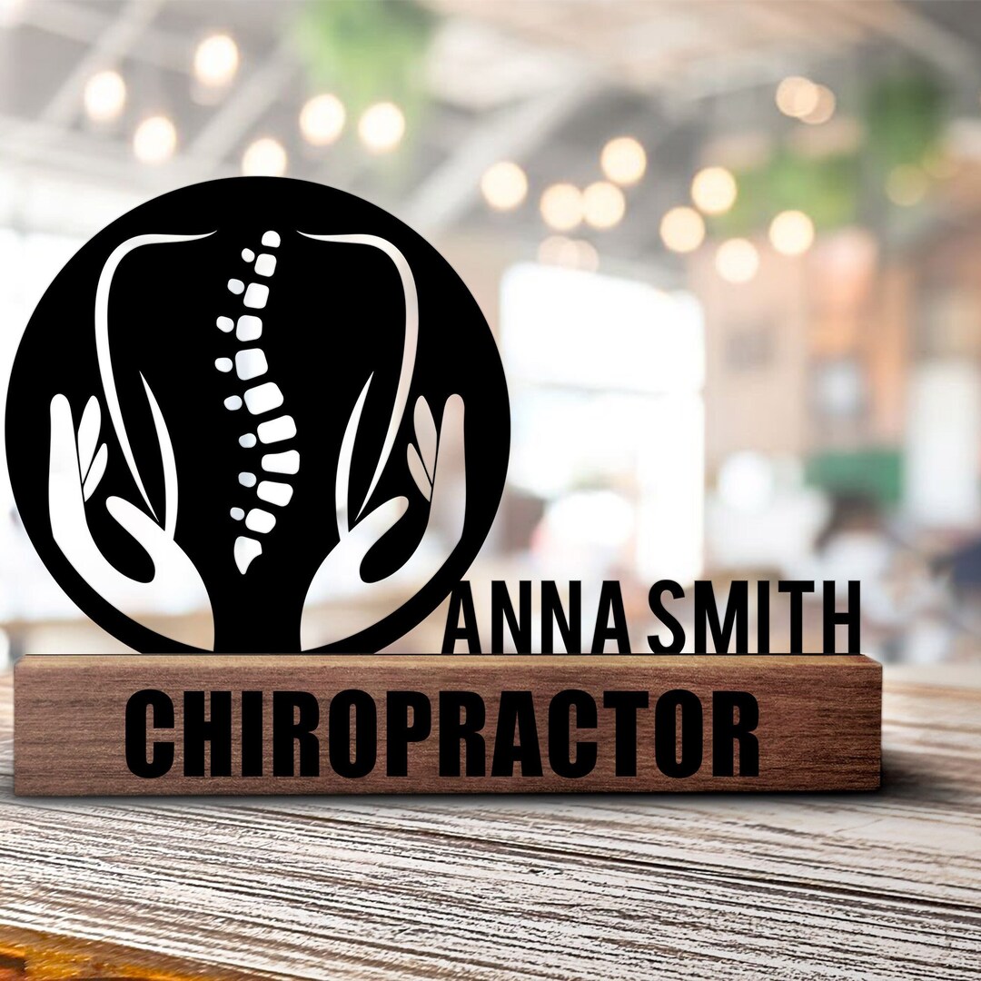 Personalized Name Chiropractor Desk Name Plate Metal With Wooden Base ...