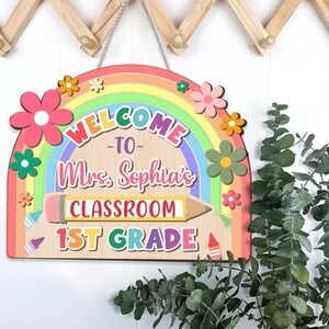 Personalized Teacher Door Sign, Welcome Back to School Sign, Classroom ...