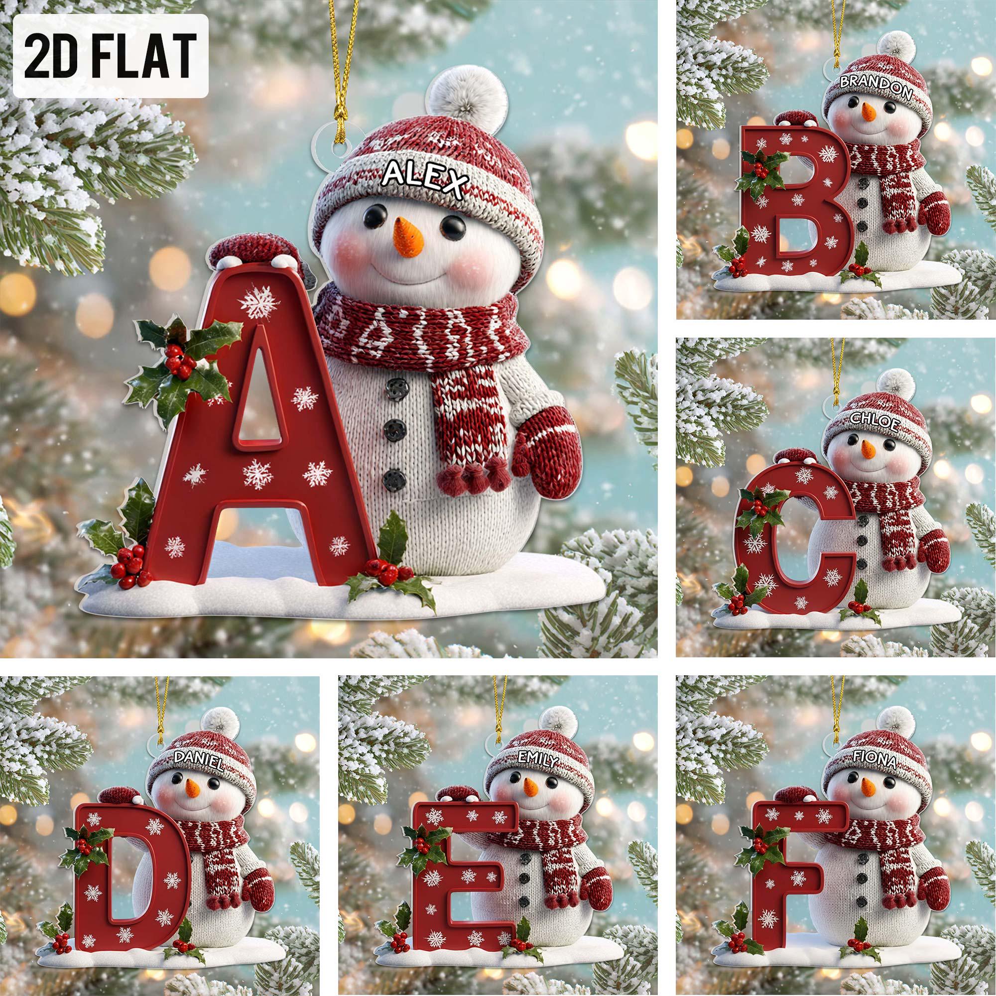 Personalized Letters Snowman Acrylic Ornament, Snowman Ornament for ...