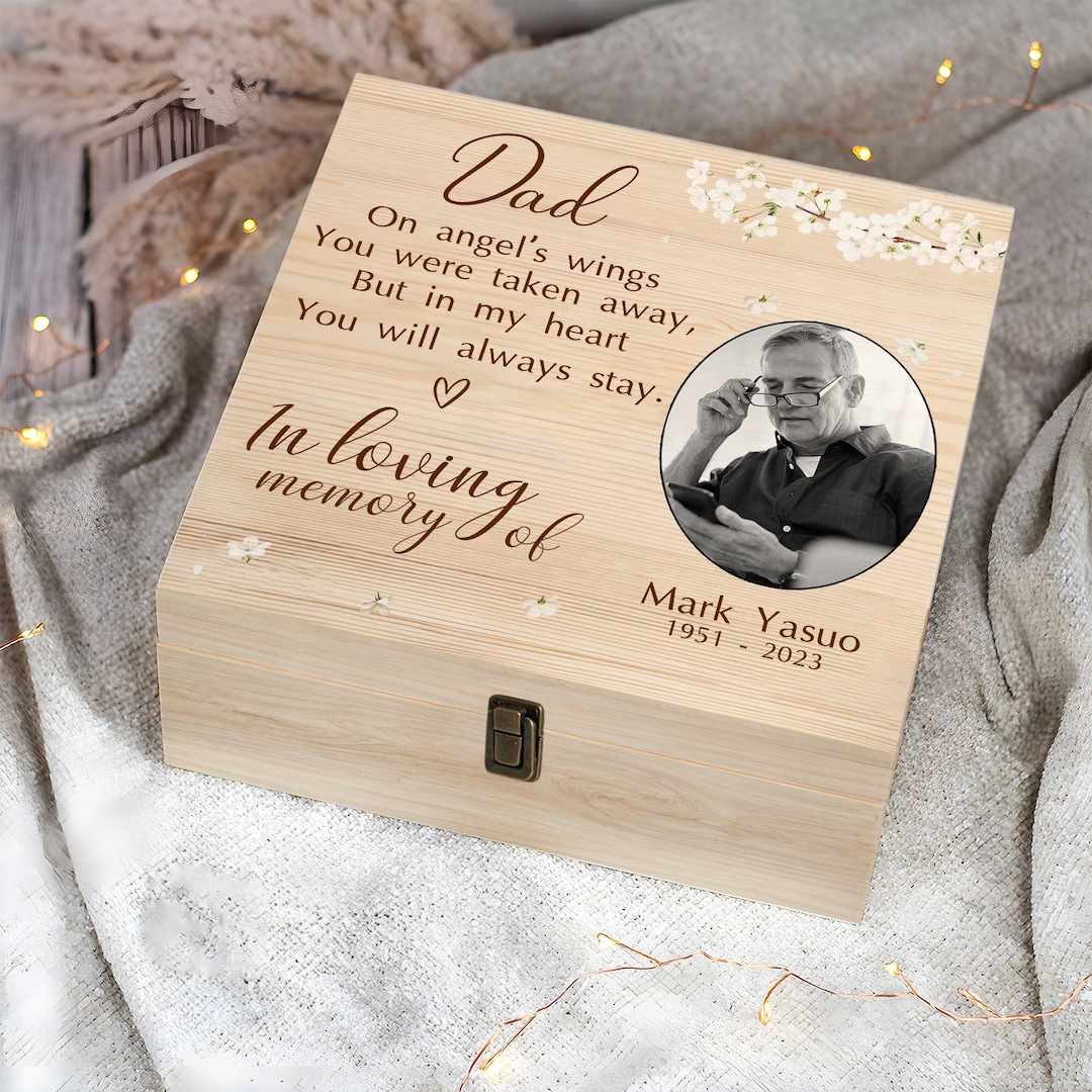 Personalized Memorial Memory Keepsake Box, Custom Keepsake Box for ...