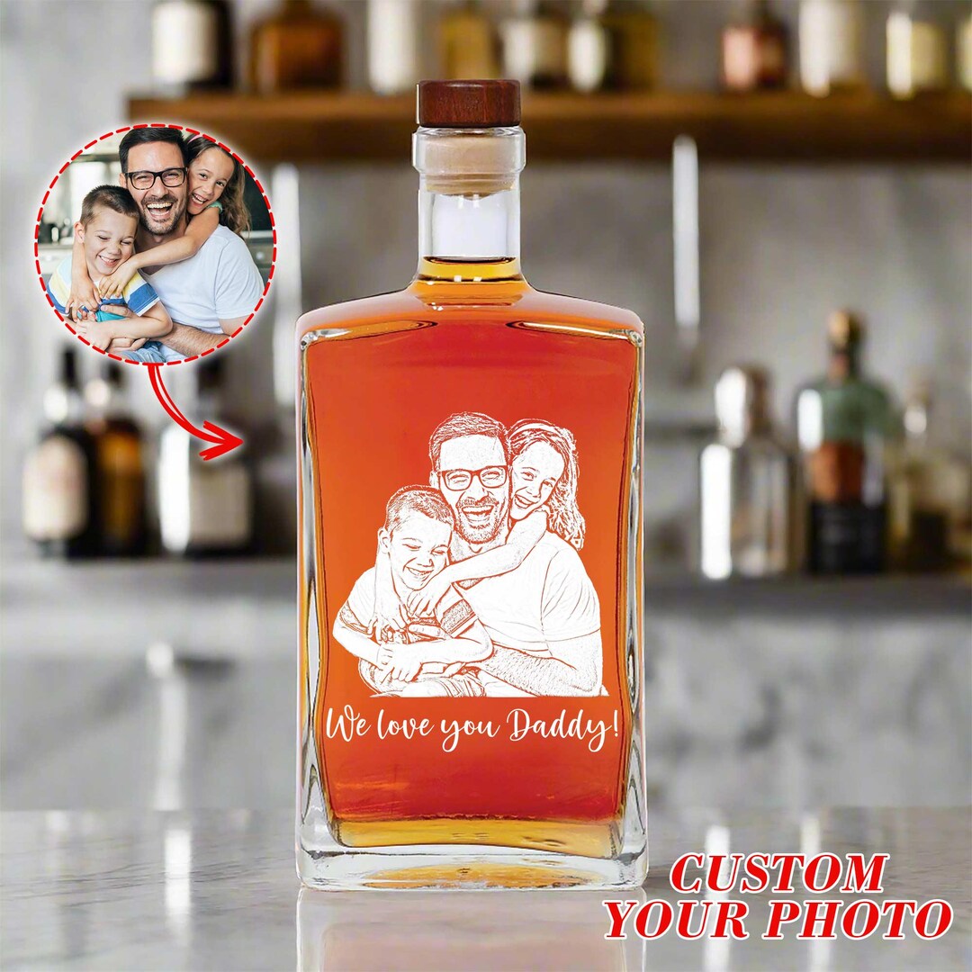 Personalized Photo Dad and Kids Whiskey Decanter, Gift for Grandpa, Dad ...