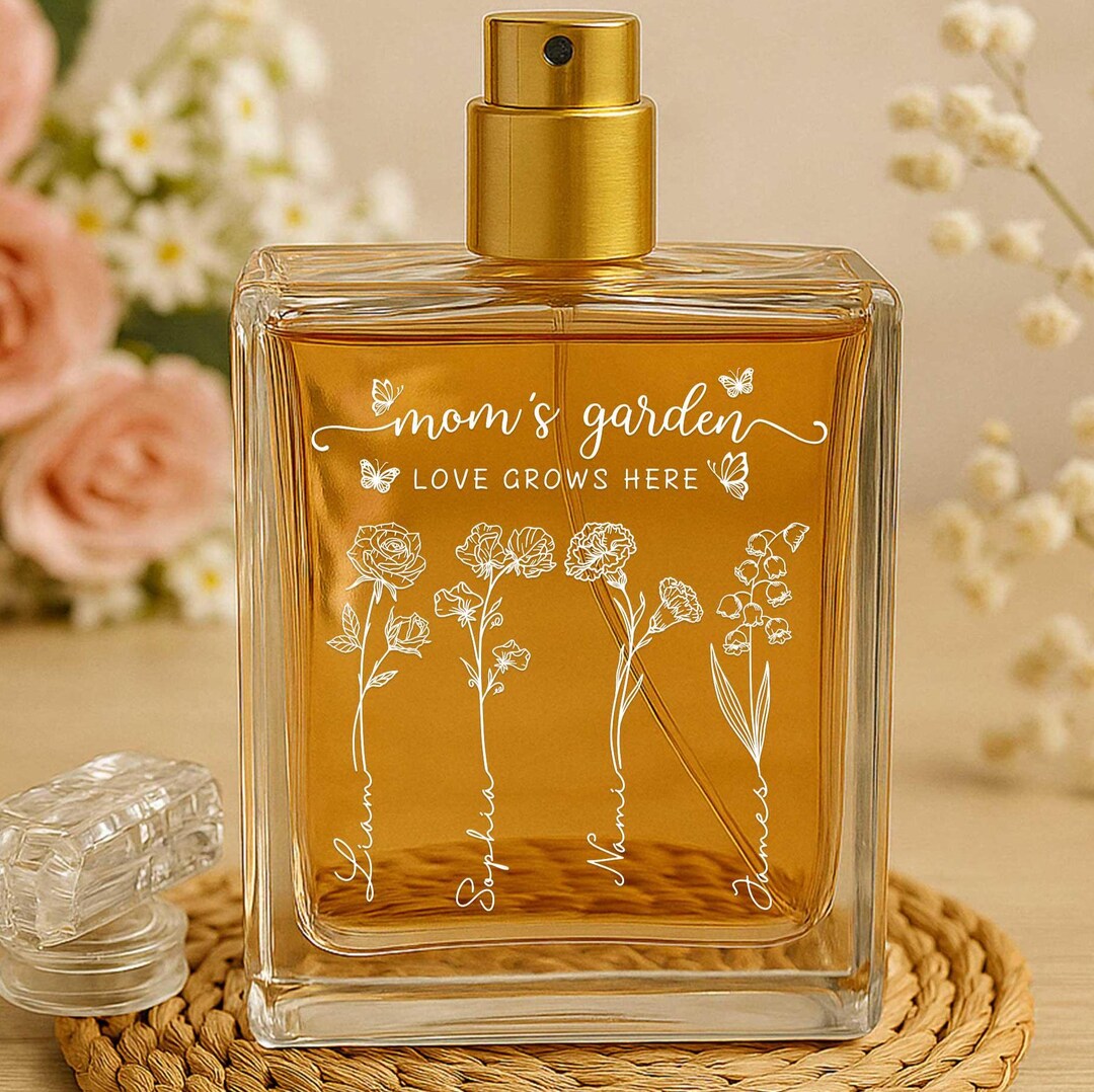 Personalized Birth Month Flowers Mom's Garden Perfume Bottle, Mom ...