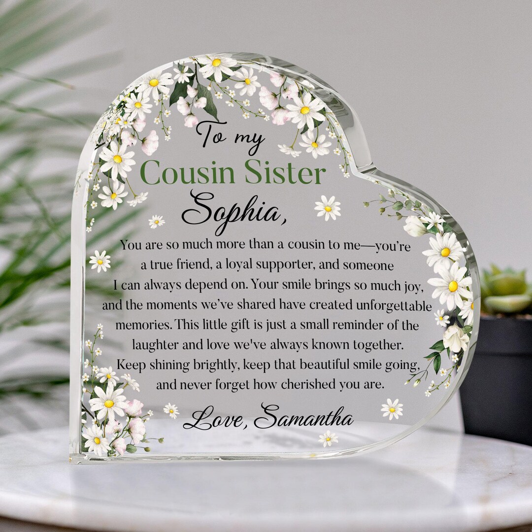 Personalized Gift for Cousin Heart Acrylic Plaque, Custom Cousin Sister ...