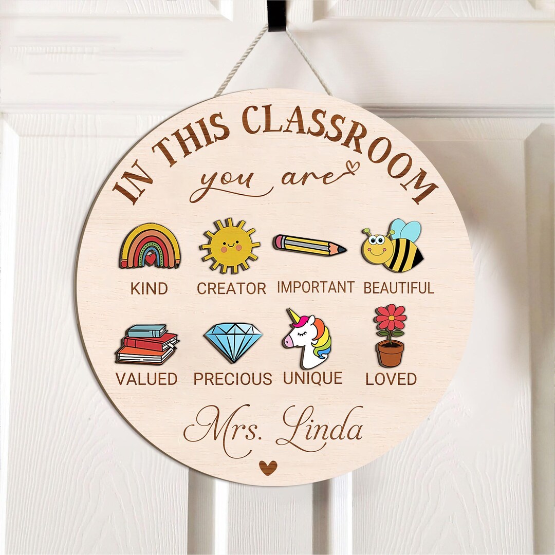 Personalized Teacher Door Sign, Welcome Back to School Sign, Classroom ...