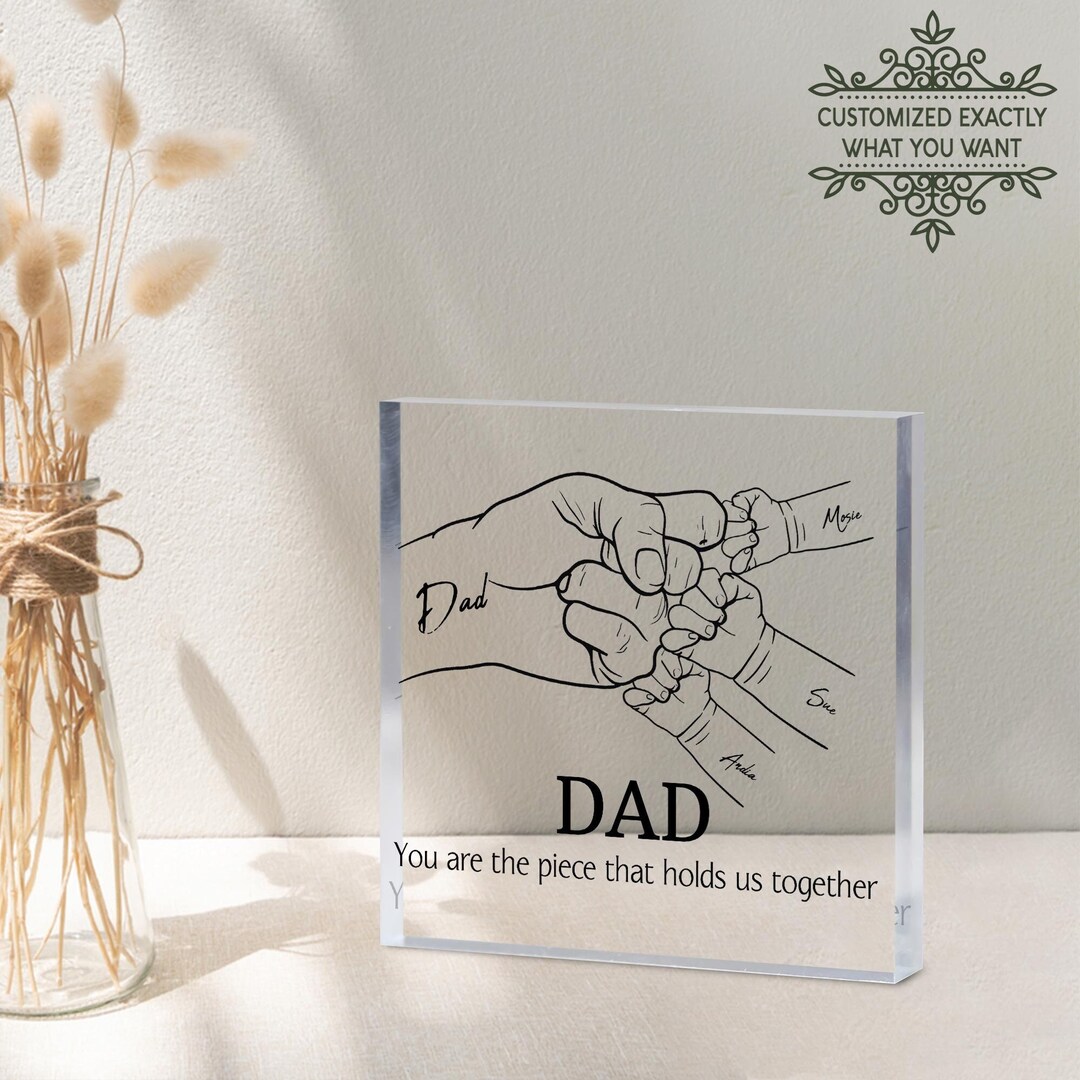 Personalized Name Dad and Kid Fist Bump Acrylic Block, Custom Father's ...