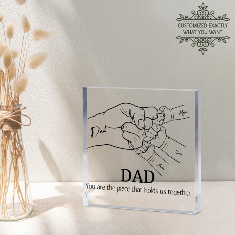 Personalized Name Dad and Kid Fist Bump Acrylic Block Custom - Etsy