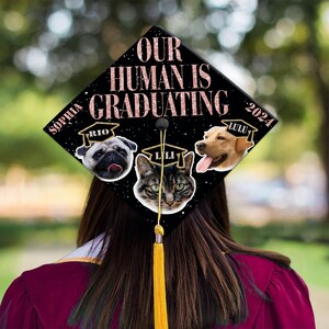 Personalized Pet Lover Graduation Cap Topper, Our Human is Graduating ...