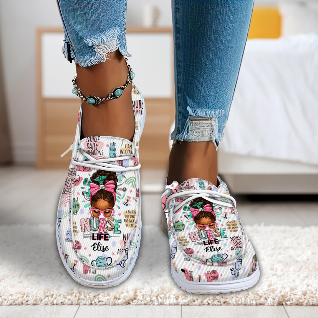 Personalized Black Nurse Shoes, Black Nurse Gift, Black Nurse/ Doctor ...