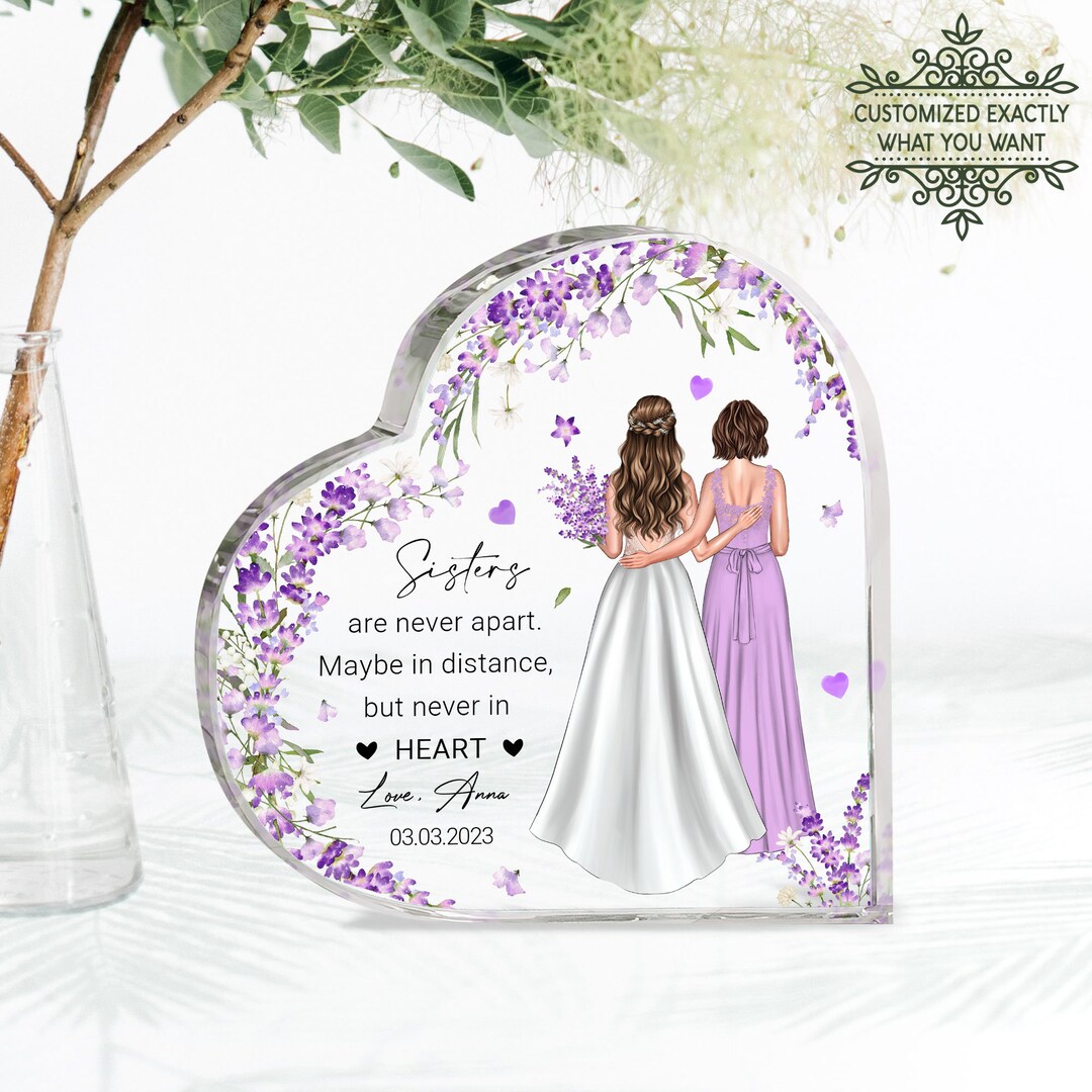 Personalized Sister of the Bride Heart Acrylic Plaque, Customized ...