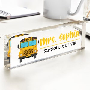 Personalized School Bus Driver Desk Name Plate, School Bus Driver ...