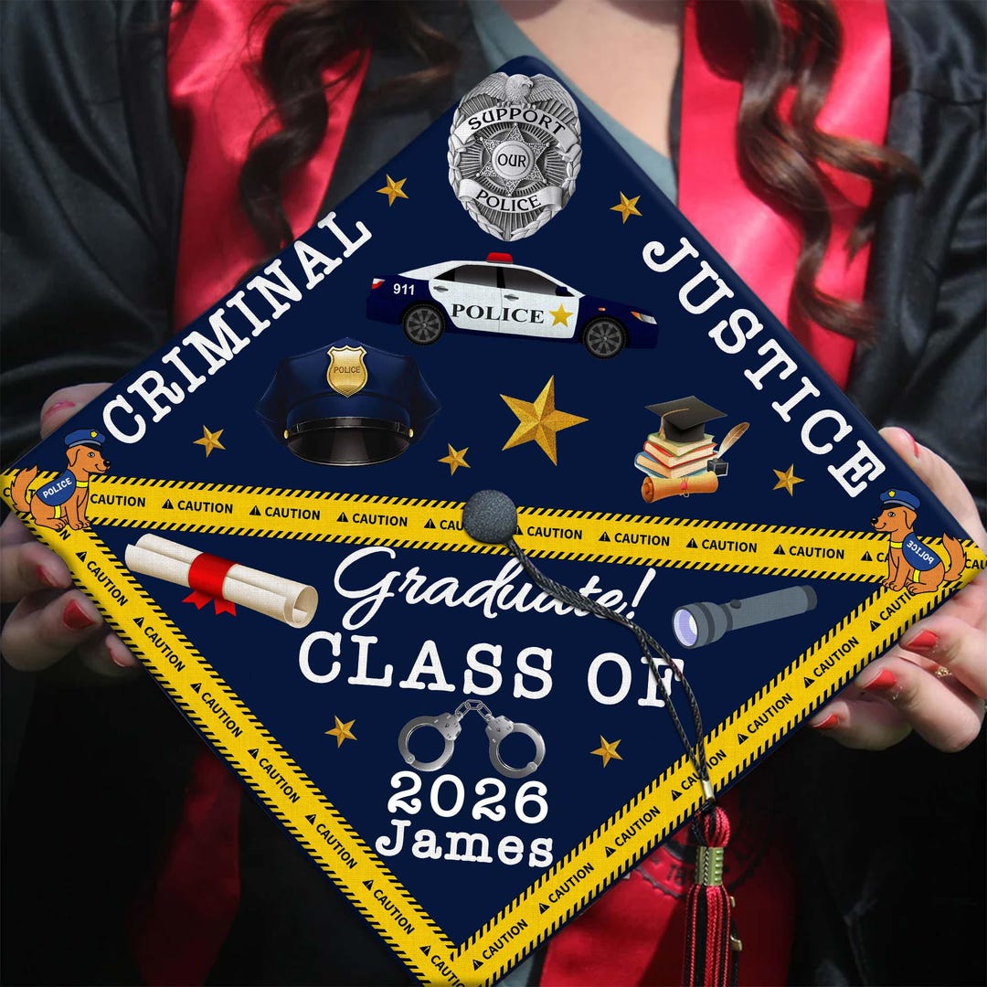Personalized Criminal Justice Graduation Cap Topper, Criminology Grad ...