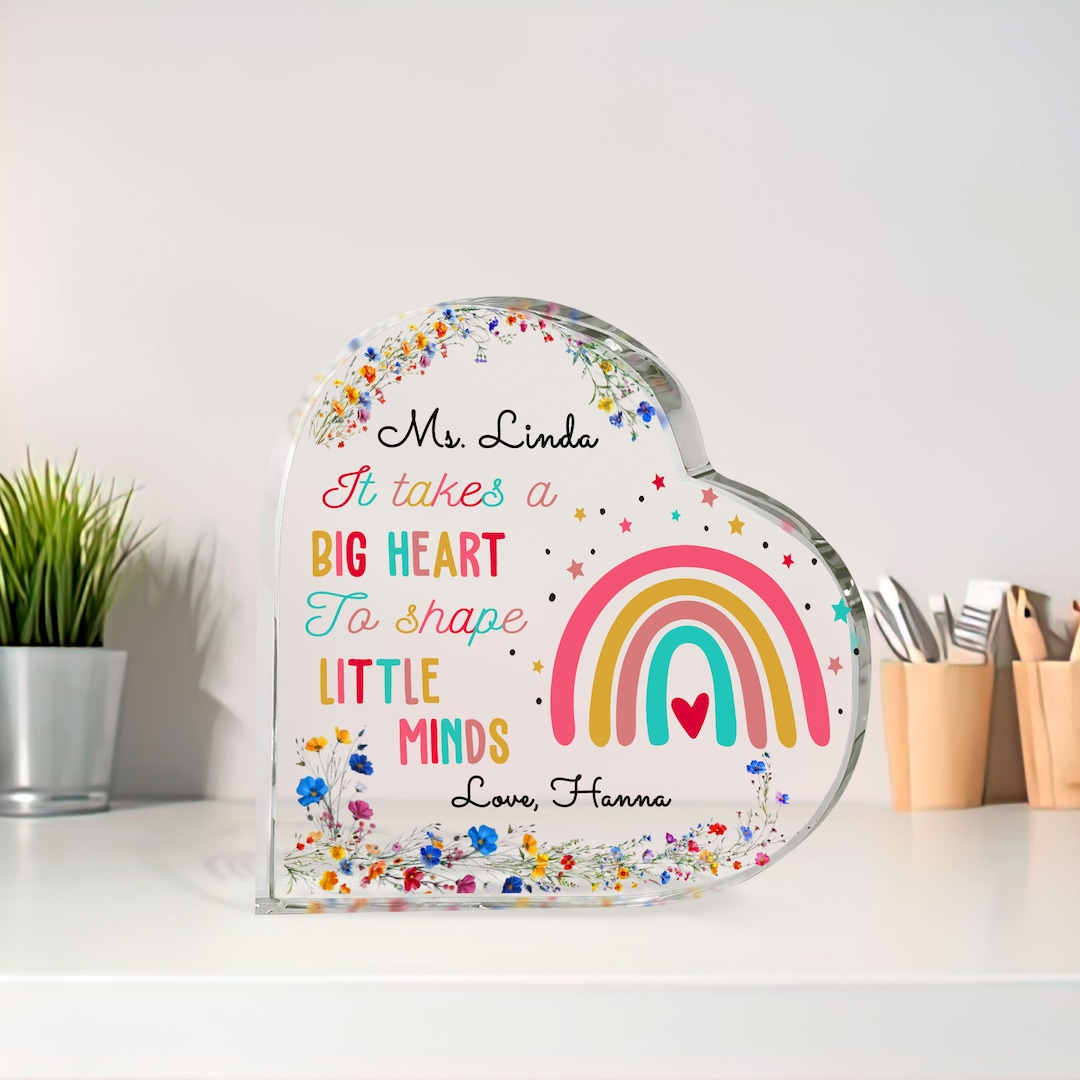 Personalized Teacher Appreciation Heart Acrylic Plaque, Thank You ...