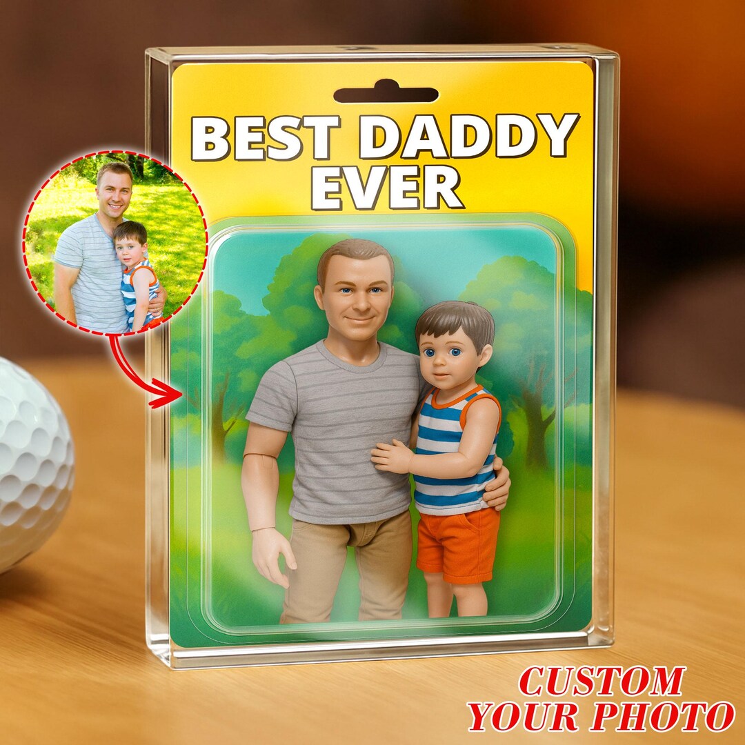 Personalized Photo Dad and Kids Action Figure Acrylic Block, Best Dad ...