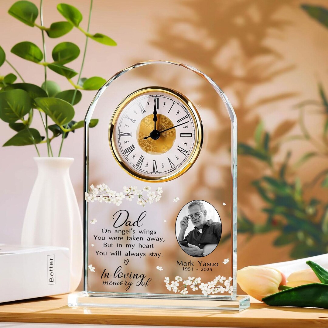 Personalized Dad Memorial Clock With Photo Portrait, Custom in Loving ...
