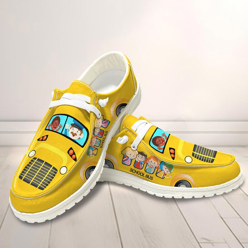 School Bus Driver Life Dude Shoes, Custom School Bus Graphic Shoes ...