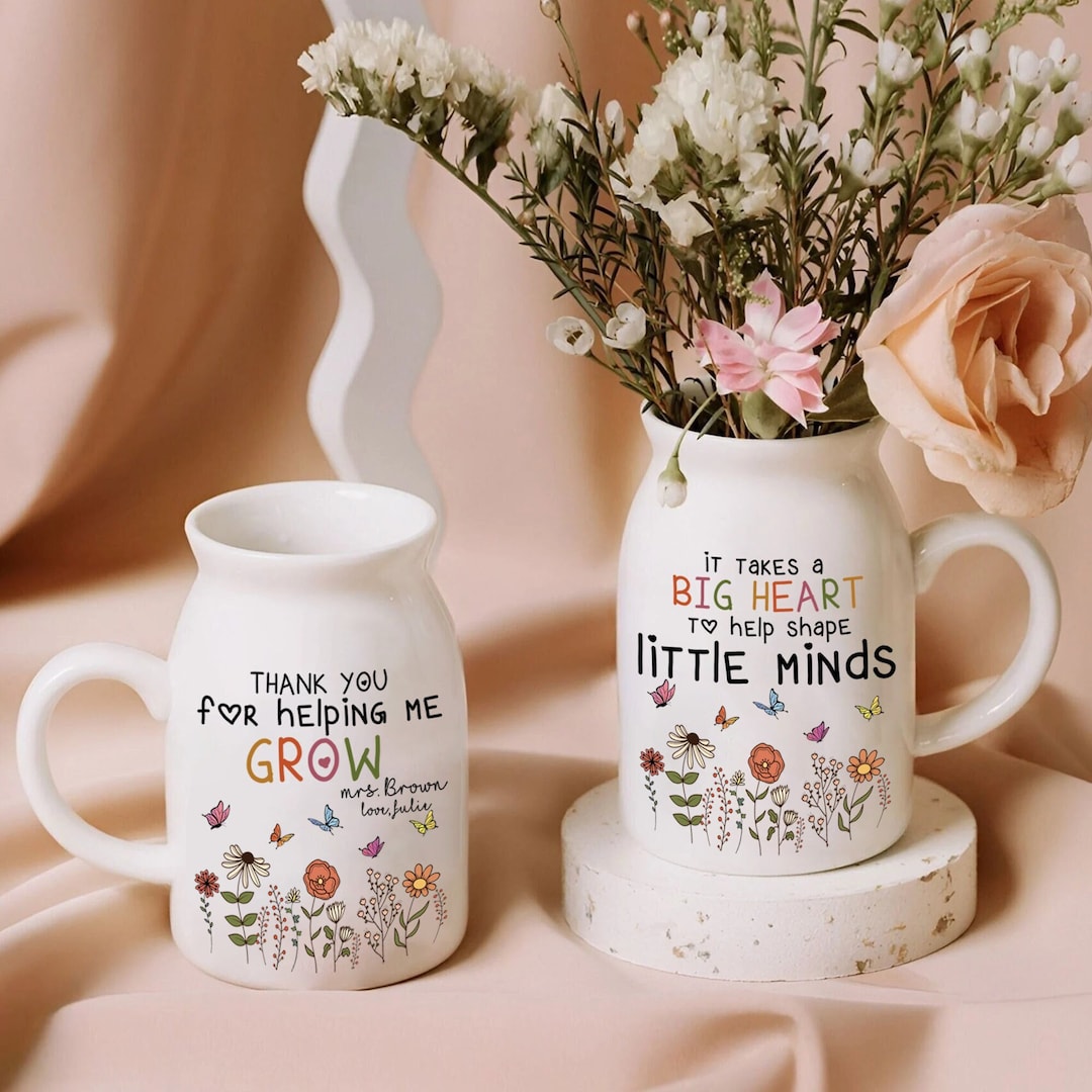 Personalized Teacher Appreciation Flower Vase, Custom Teacher Gifts ...