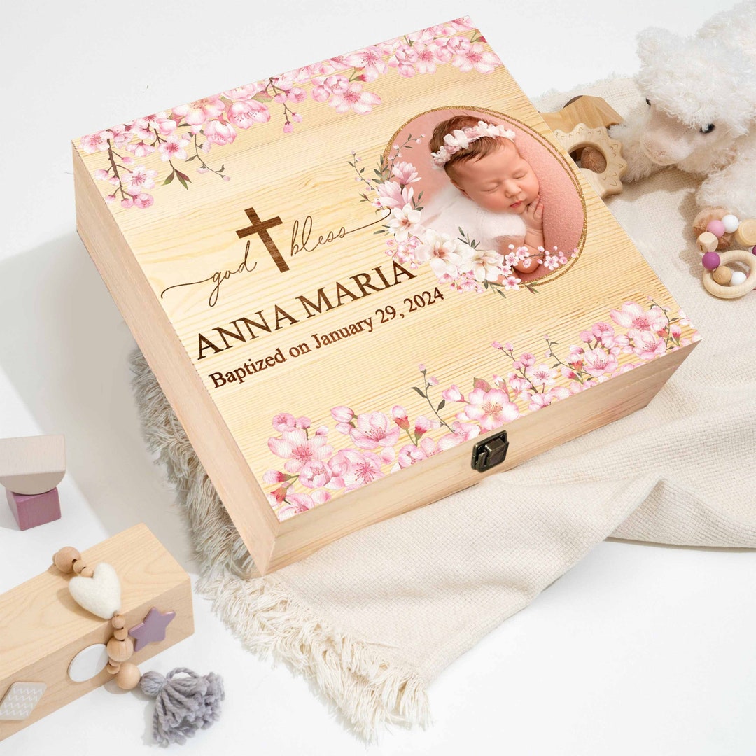 Personalized Baptism Memory Keepsake Box, Baptism Gifts for Godson ...