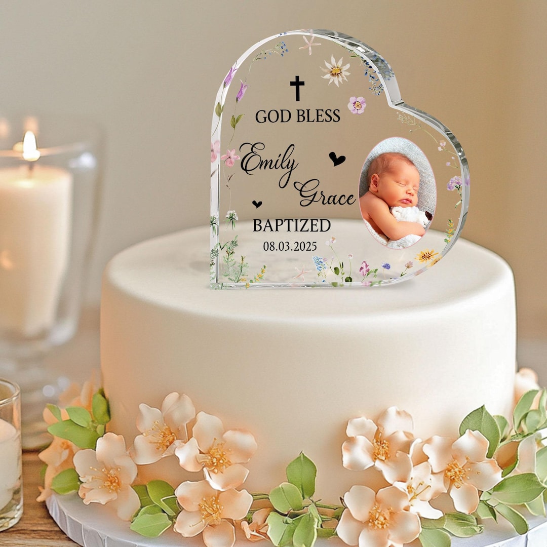 Personalized Baptism Cake Topper, Christening Cake Topper, God Bless ...