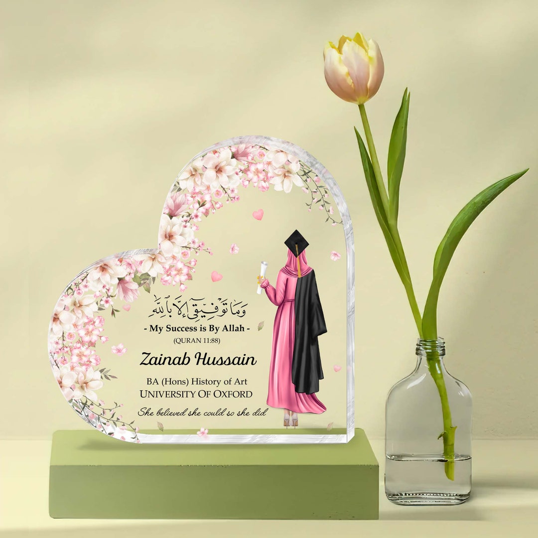Personalized Muslim Graduation Print Heart Acrylic Plaque, Muslim ...