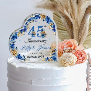 Personalized 45th Wedding Anniversary Cake Topper, 45th Anniversary ...