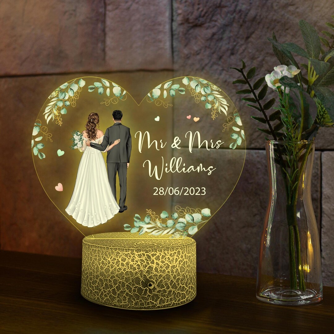 Personalized Couple Night Light Wedding 3D Lamp Gifts Bride - Etsy