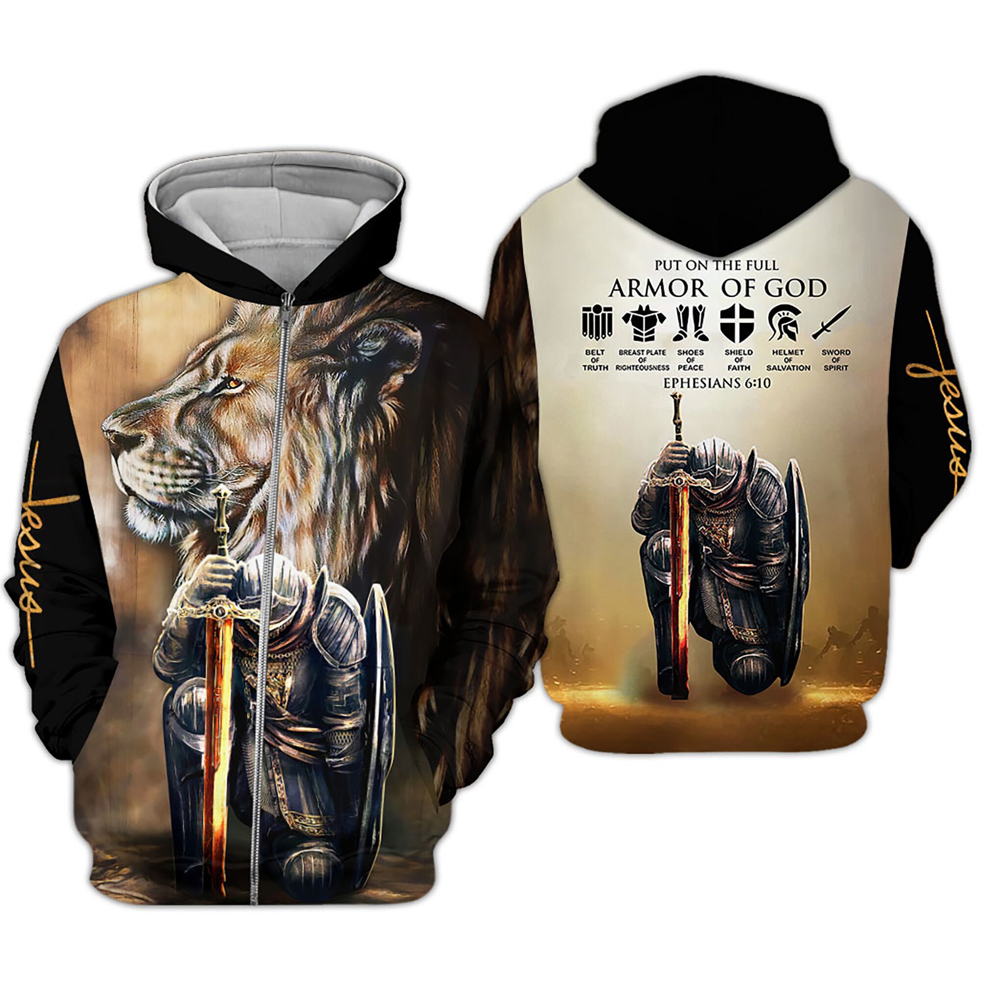 Put On The Full Armor Of God Jesus Hoodies, Jesus Tshirt, Jesus 3D ...