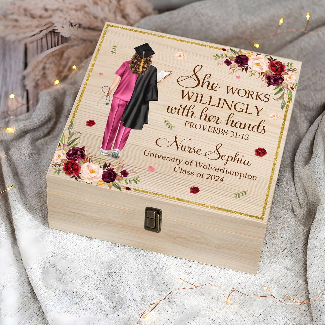 Personalized Nurse Graduation Keepsake Box, Nurse Graduation Memory Box ...