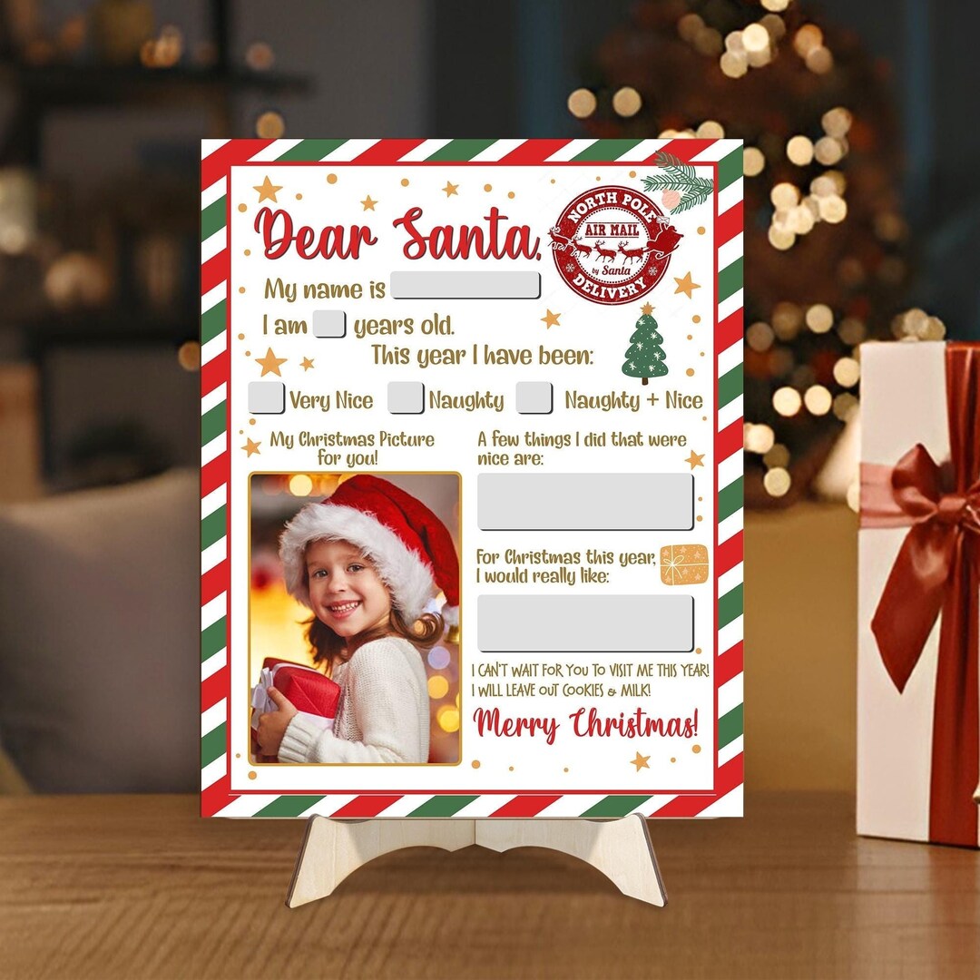 Personalized Dear Santa Reuseable Board Sign, Kid's Christmas Wishlist ...