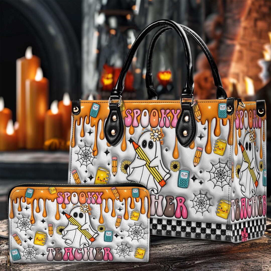 3D Inflated Teacher Ghost Halloween Handbag With Handle & Wallet ...