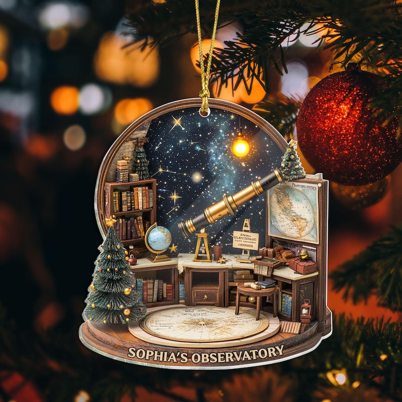 Personalized Name Dreamy Astronomy Observatory 2D Flat Acrylic Ornament ...