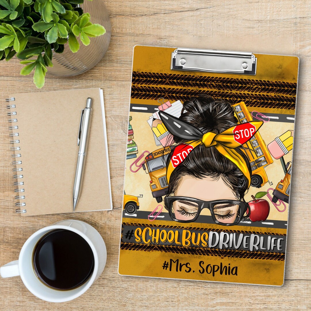 Personalized School Bus Driver Acrylic Clipboard With Name, Gift for ...