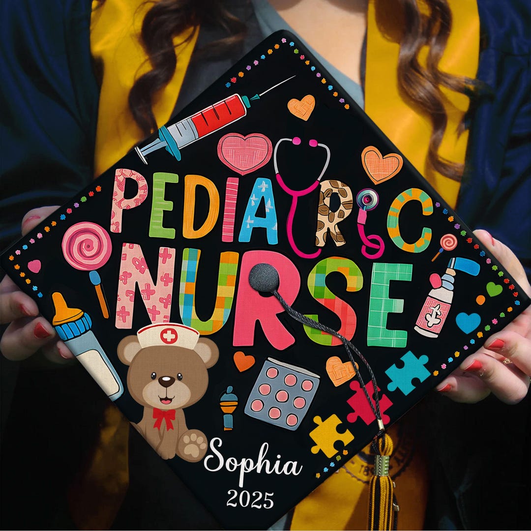 Personalized Pediatric Nurse Graduation Cap Topper, Class of 2025 ...