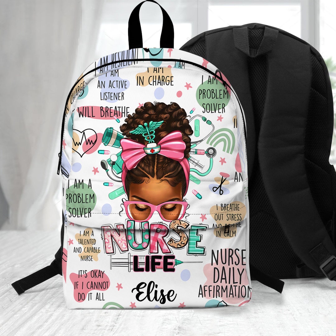 Personalized Nurse Life Backpack for Work, Custom Backpack for Black ...