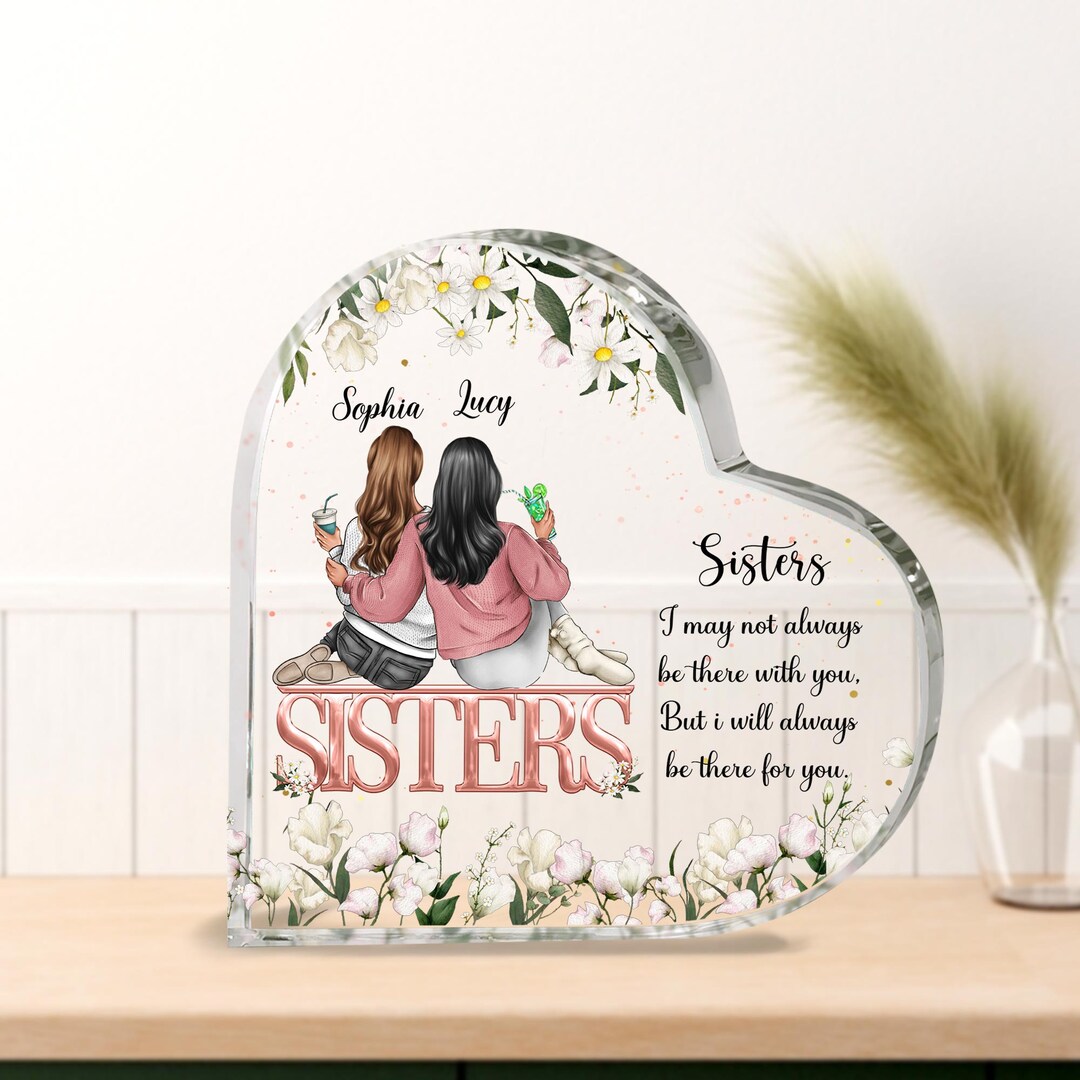 Personalized Sisters Portrait Heart Acrylic Plaque Sister - Etsy