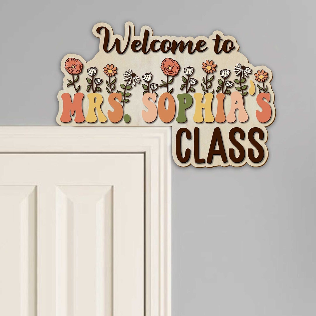 Personalized Teacher Doorframe Sign, Welcome Back to School Doorframe ...