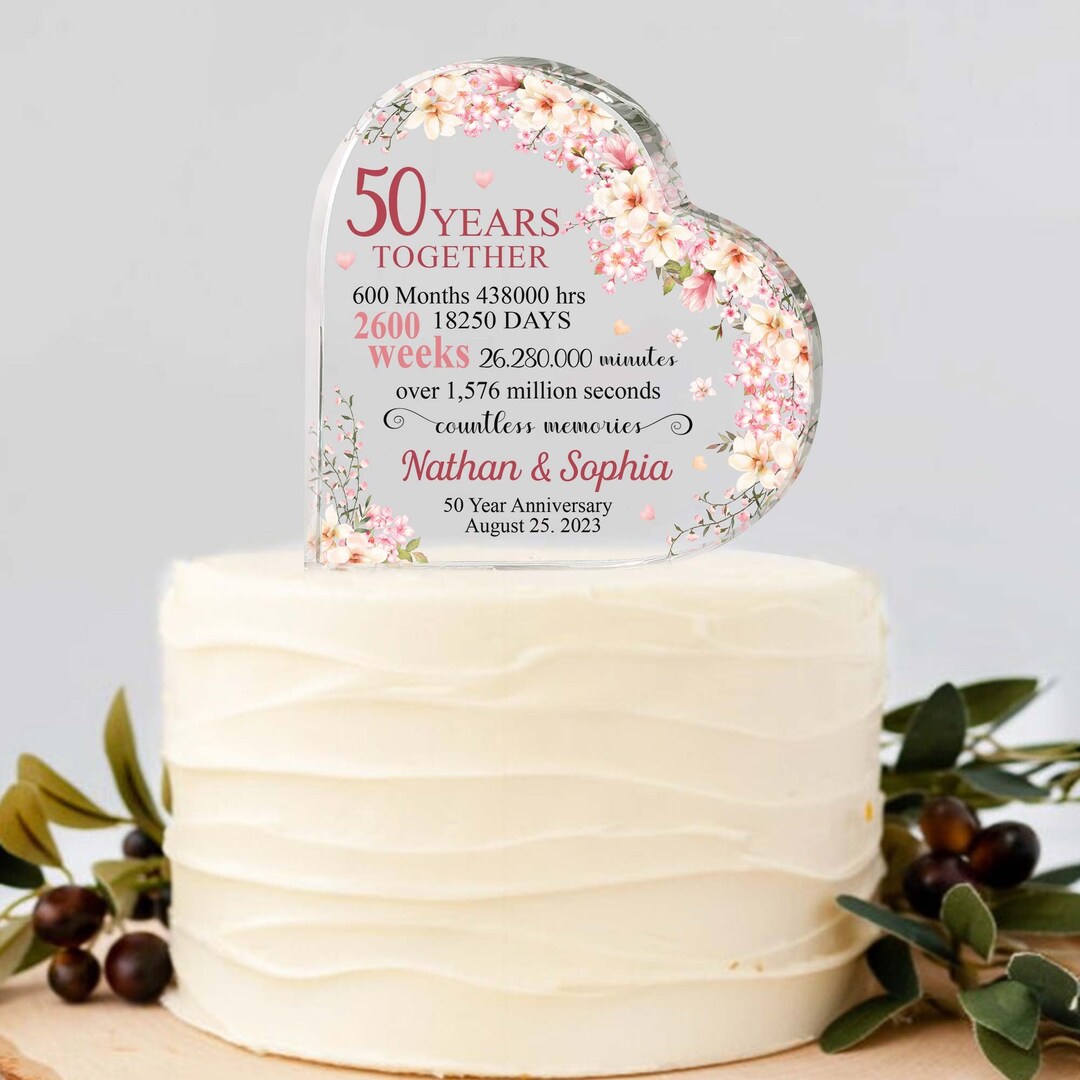 Personalized 50th Wedding Anniversary Cake Topper, 50th Anniversary ...