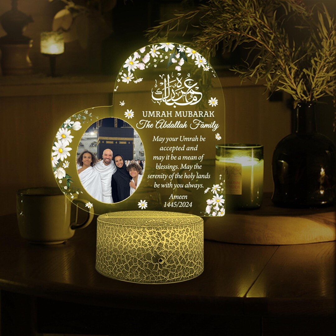 Personalized Umrah Mubarak 3D Lamp, Custom Photo Family Islamic Night ...