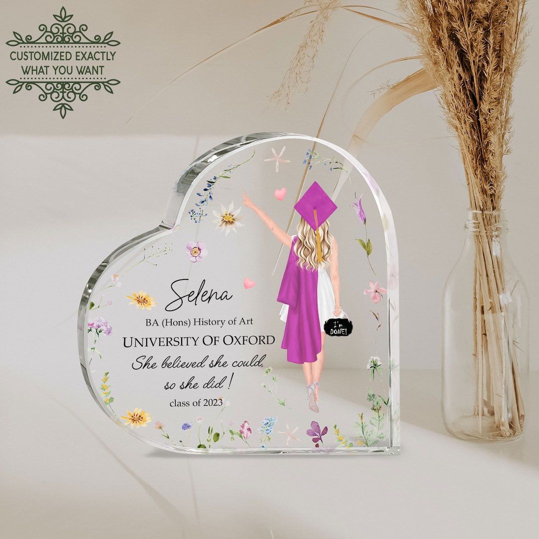 Personalized Graduation Print Heart Acrylic Plaque, Graduation Gift for ...