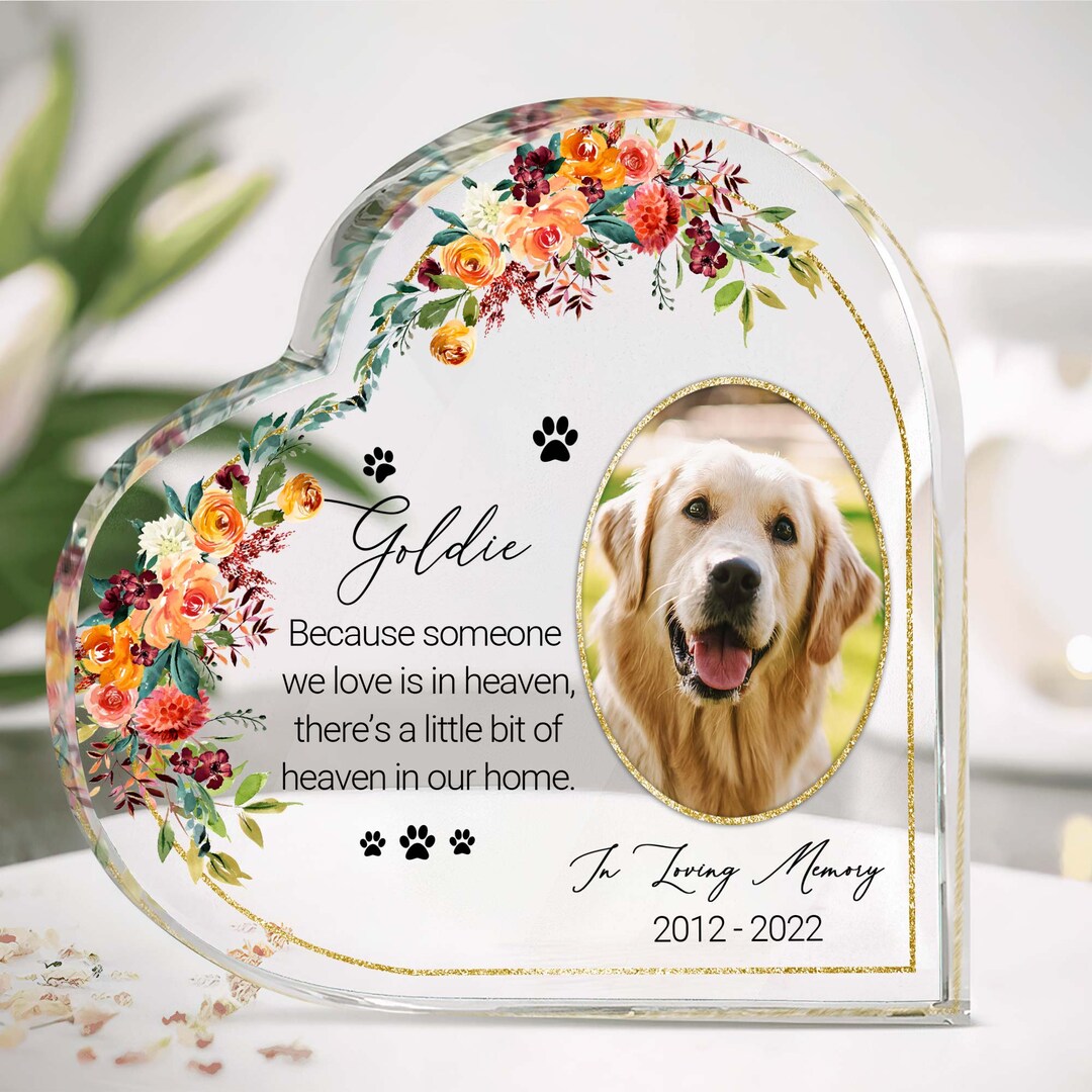 Personalized Photo Pet Memorial Heart Acrylic Plaque, Pet Memorial ...
