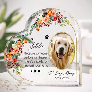 Personalized Photo Pet Memorial Heart Acrylic Plaque, Pet Memorial ...
