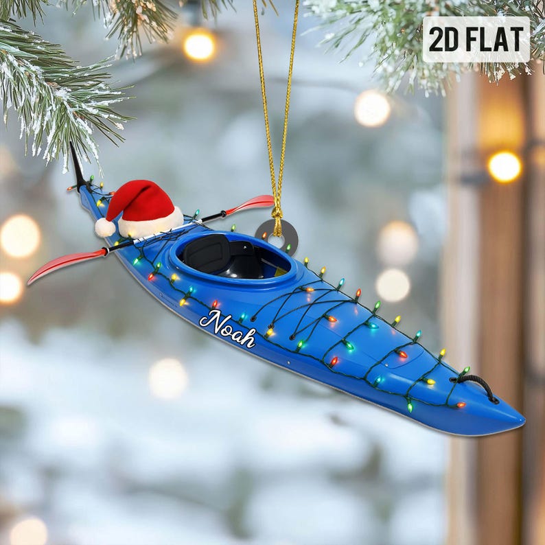 Personalized Kayak Christmas Acrylic Ornament, Custom Canoe Ornament ...