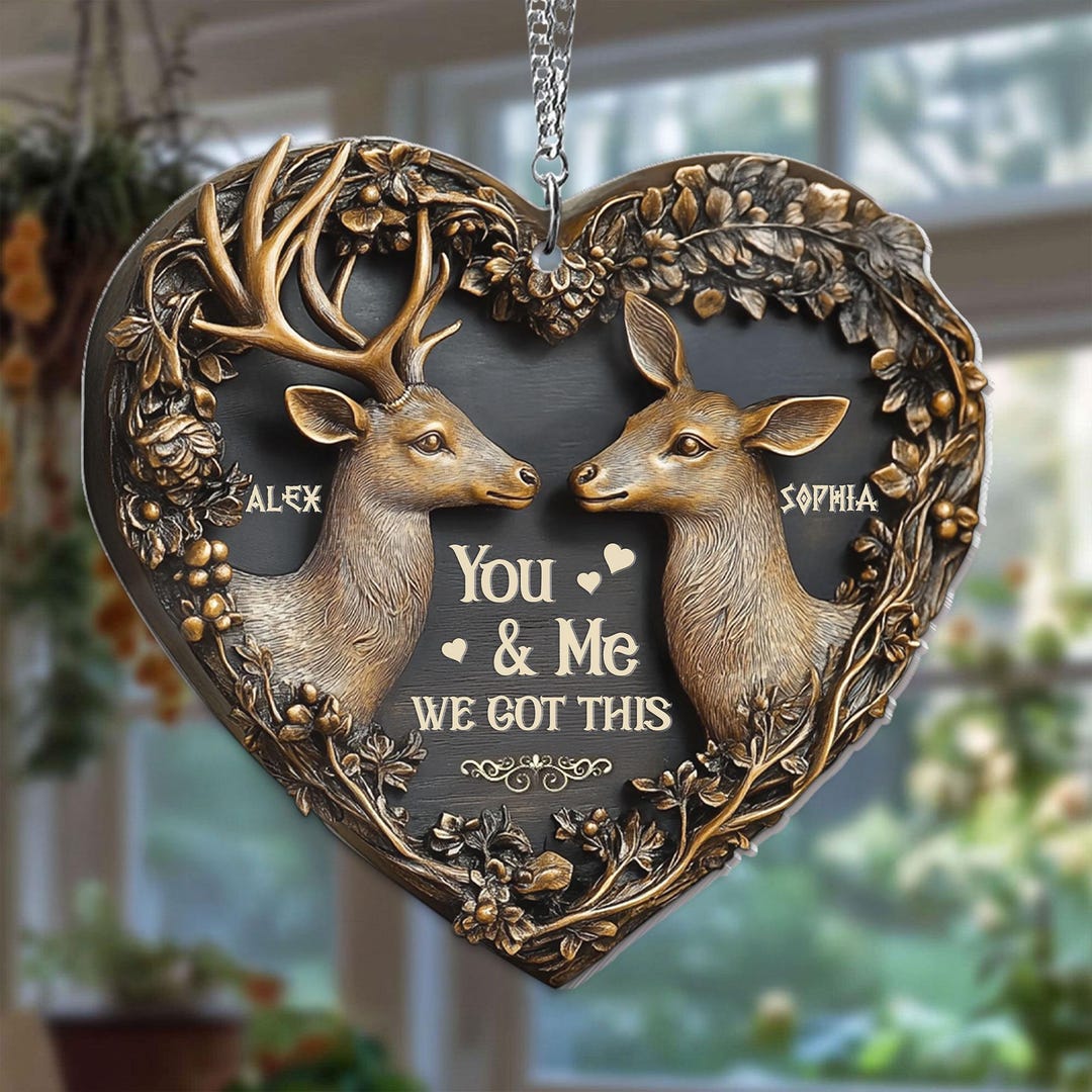 2D FLAT Personalized Deer Couples Acrylic Window Hanging, Wedding ...