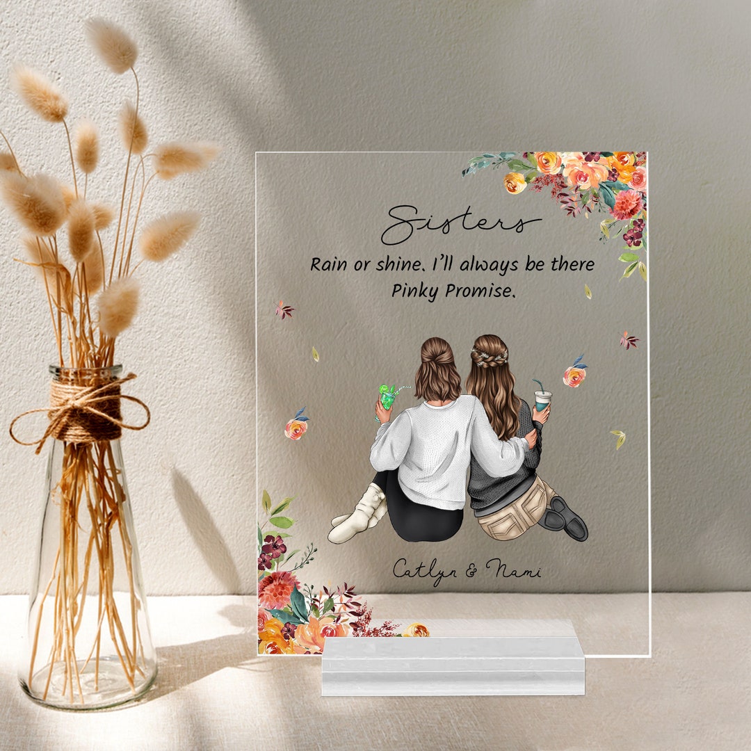 Personalized Sisters Portrait Acrylic Rectangle Plaque, Sister Gift ...