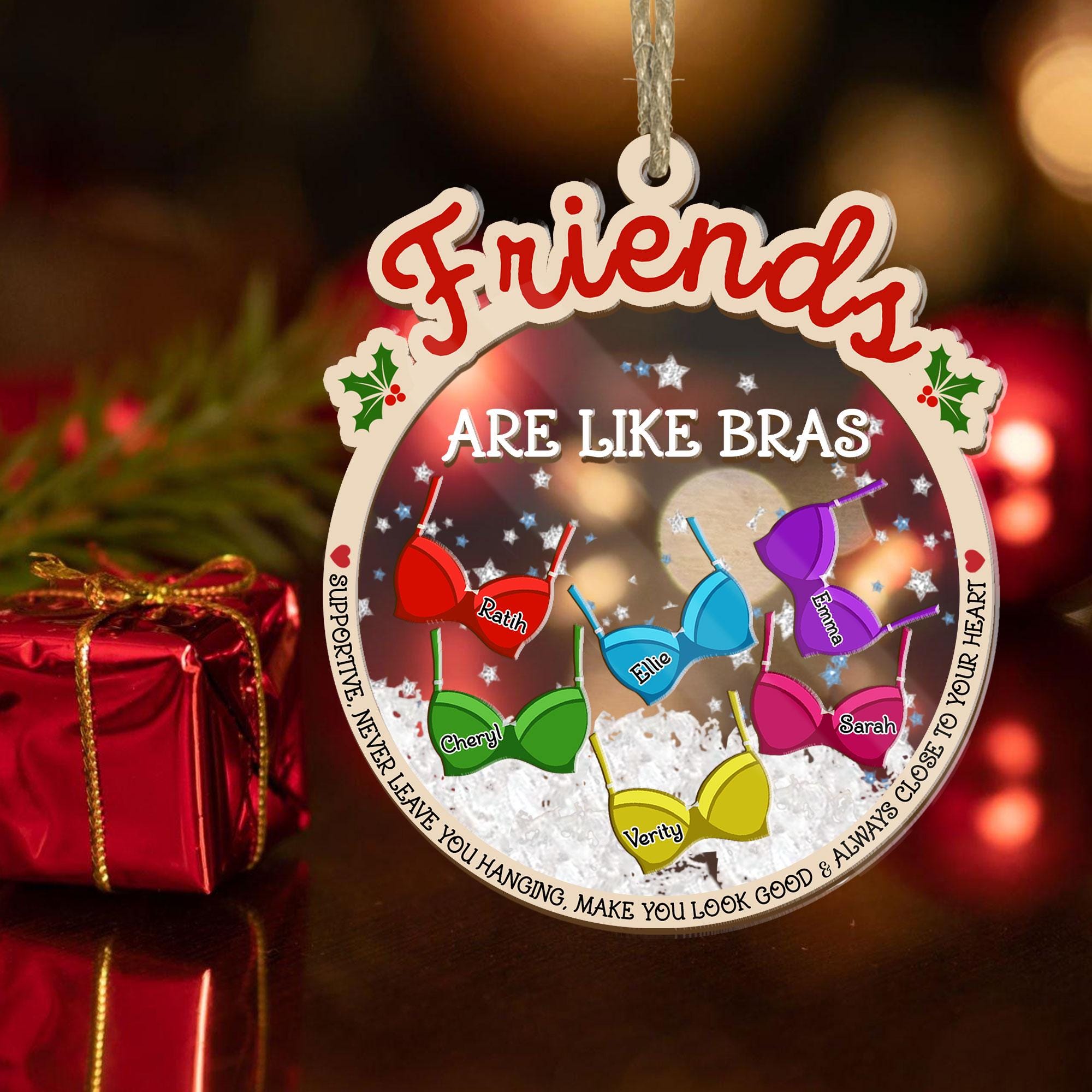 Personalized Friends Are Like Bras Funny Shaker Ornament, Besties ...