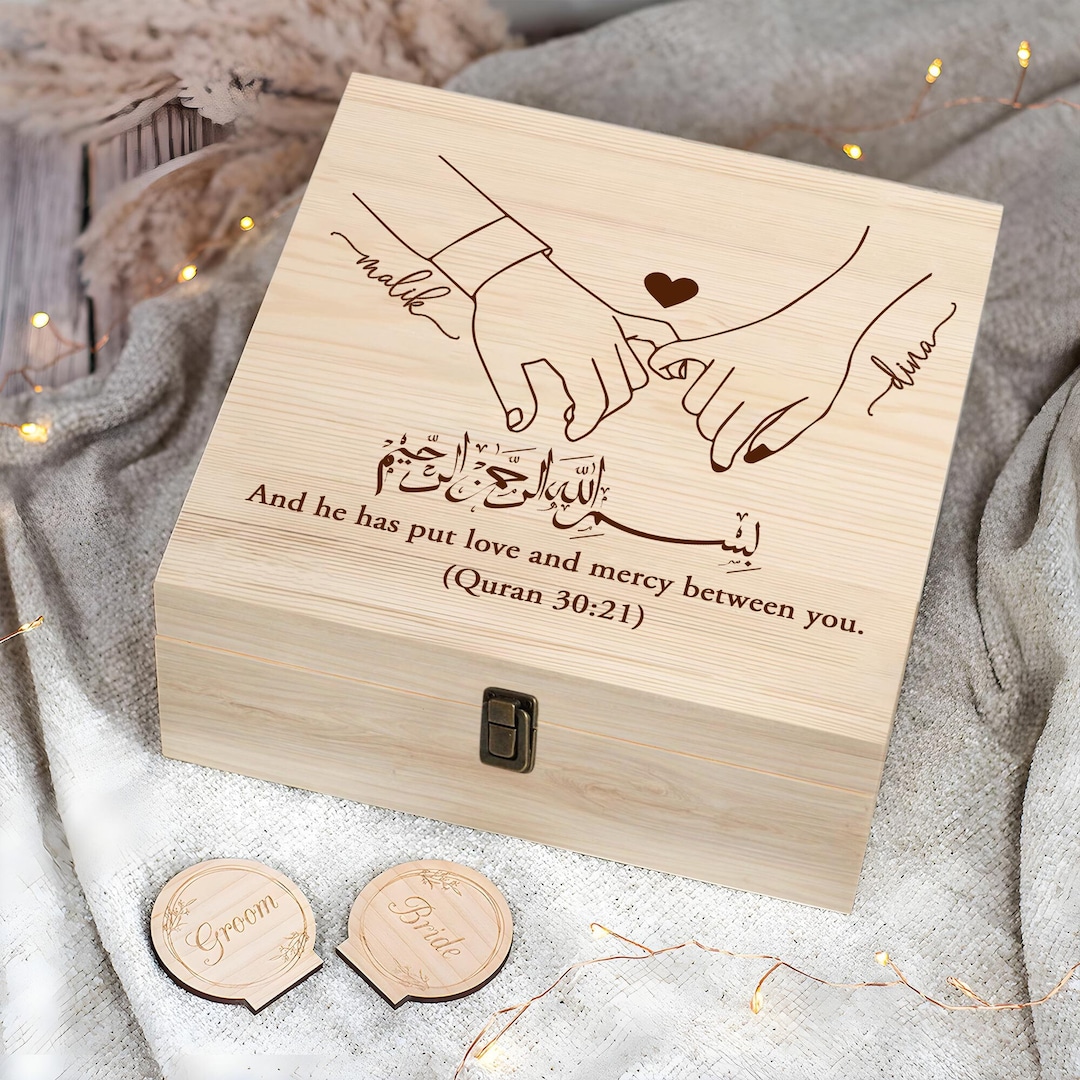 Personalised Holding Hands Couple Muslim Keepsake Box , Islamic Couples ...
