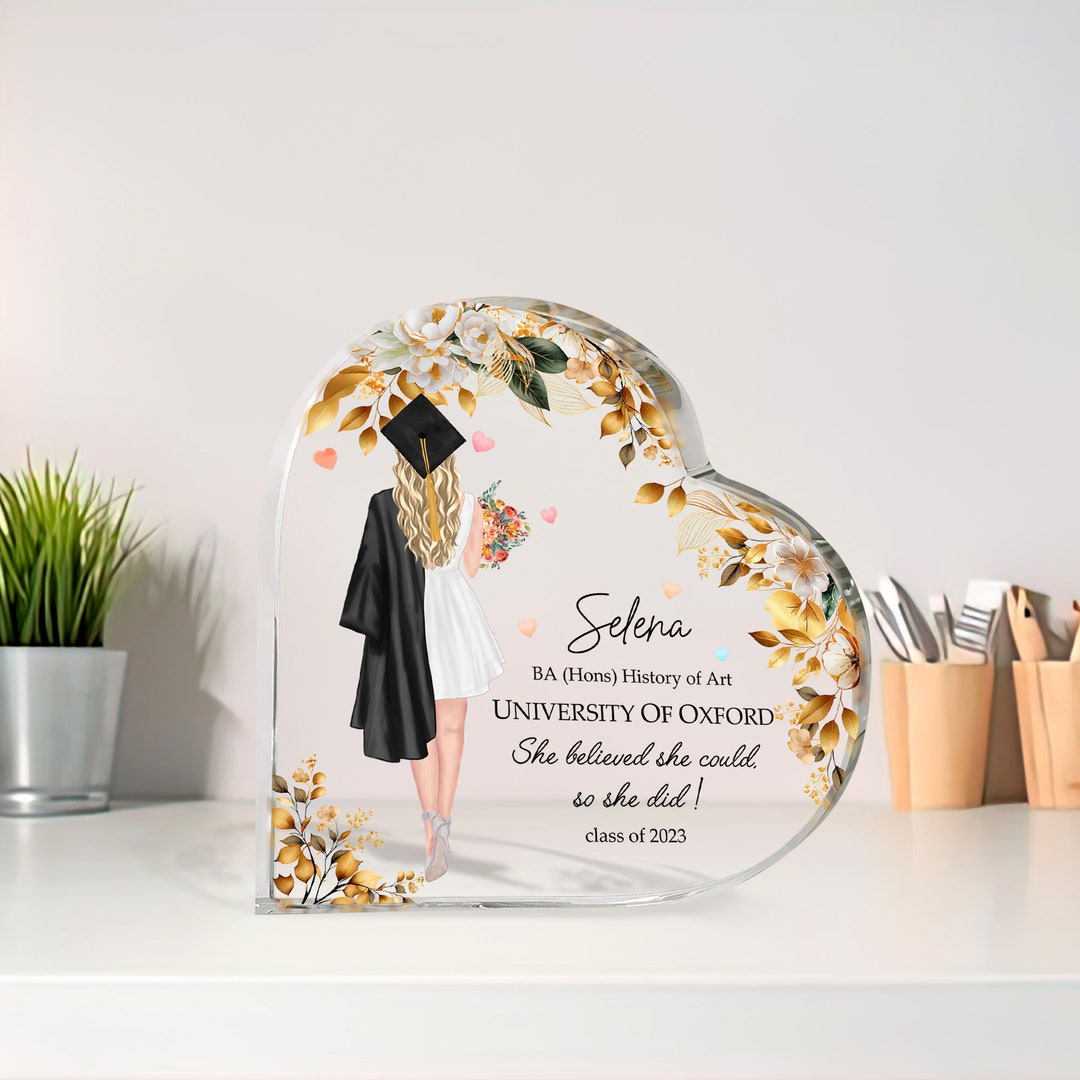 Personalized Graduation Print Heart Acrylic Plaque, Graduation Gift for ...