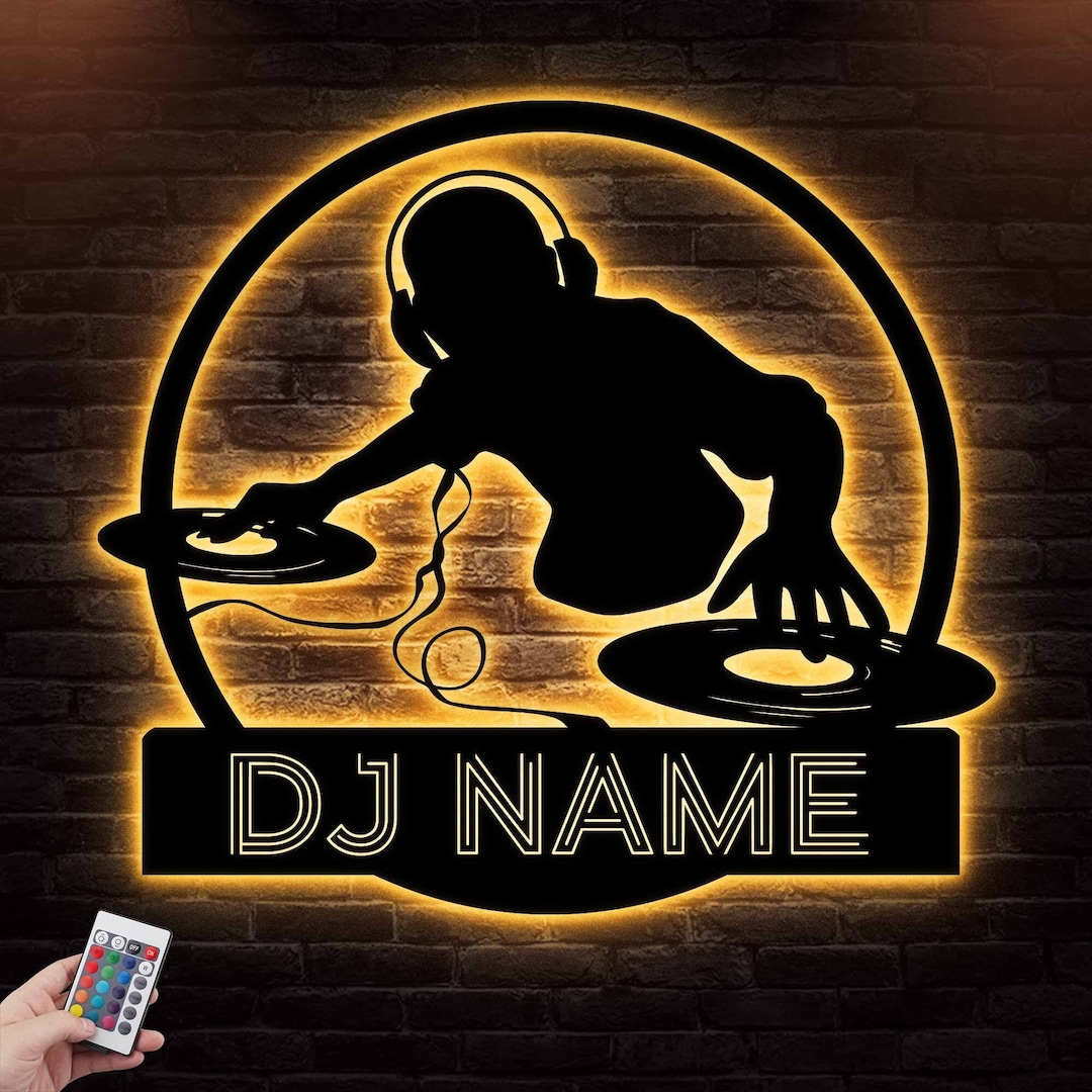 Custom DJ Metal Wall Art With LED Light, DJ Player Metal Sign, Gifts ...