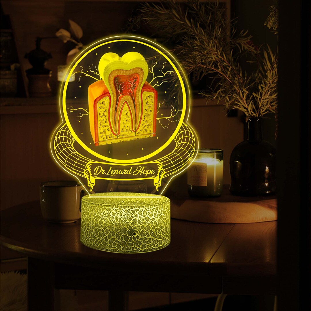Personalized Dental 3D Led Night Light, Dentist Tooth 3D Lamp, Dental ...